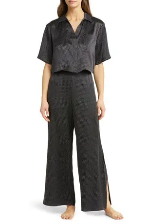 Lunya Washable High Waist Silk Pajamas Black Ellipsis