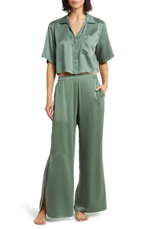 Lunya Washable High Waist Silk Pajamas Drowsy Olive