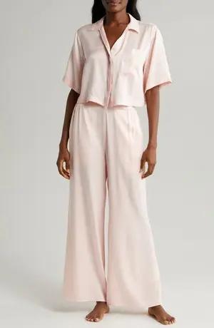 Lunya Washable High Waist Silk Pajamas Frosted Rose