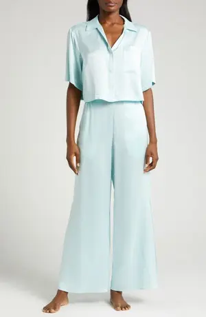 Lunya Washable High Waist Silk Pajamas Infinity Blue