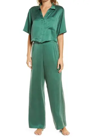 Lunya Washable High Waist Silk Pajamas Opulent Green