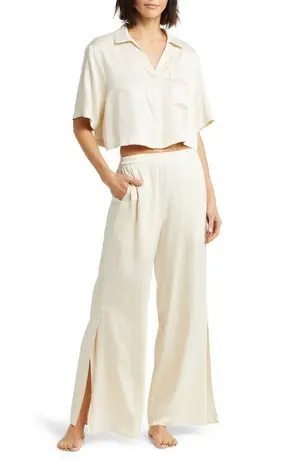 Lunya Washable High Waist Silk Pajamas Swan White