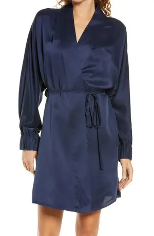 Lunya Washable Silk Robe - Deep Blue