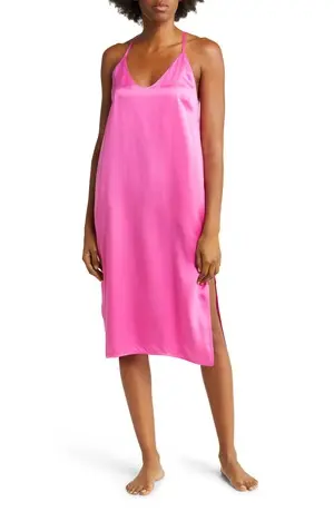 Lunya Washable Silk Slipdress Nightgown Caffeinated Pink