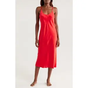 Lunya Washable Silk Slipdress Nightgown - Carmine Red