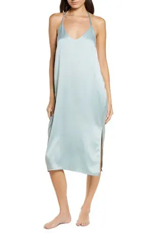 Lunya Washable Silk Slipdress Nightgown Cumulus Blue