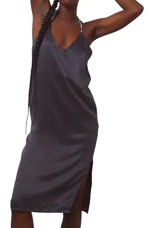 Lunya Washable Silk Slipdress Nightgown Meditative Grey