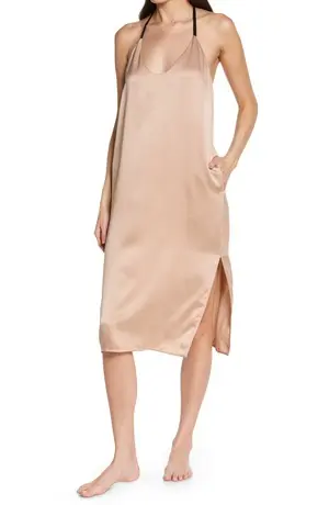 Lunya Washable Silk Slipdress Nightgown Otium Tan