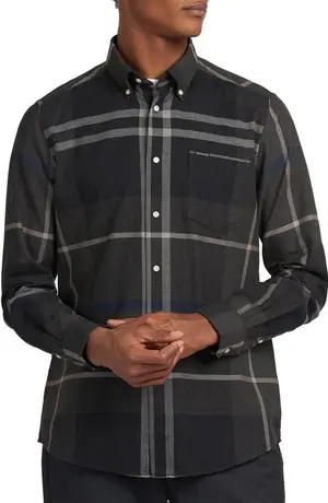 Barbour Dunoon Tailored Fit Plaid Button-down Shirt - Graphite