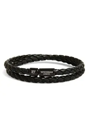 Tateossian Double Wrap Braided Bracelet - Black