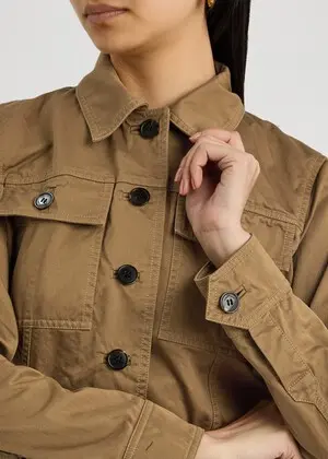 Saint Laurent Belted Cotton-twill Jacket - Brown