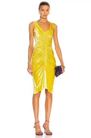 Bottega Veneta Velvet Stretch Dress - Kiwi