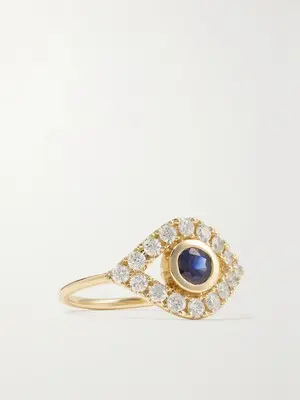 SYDNEY EVAN Large Evil Eye 14-karat Sapphire And Diamond Ring - Gold