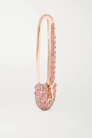 ANITA KO Safety Pin 18-karat Sapphire Earring - Gold