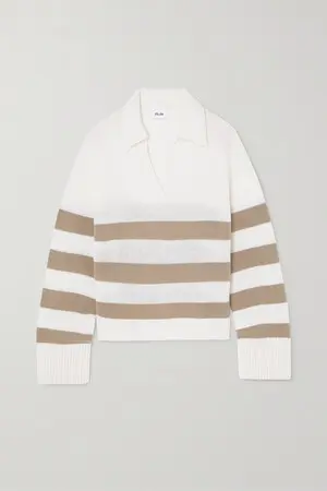 ALLUDE Striped Wool And Cashmere-blend Sweater Ivory