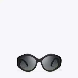 Tory Burch Kira Geometric Sunglasses - Black/grey Gradient Polar