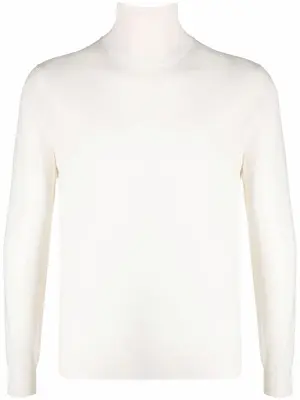 DELL'OGLIO Roll-neck Merino Jumper - White