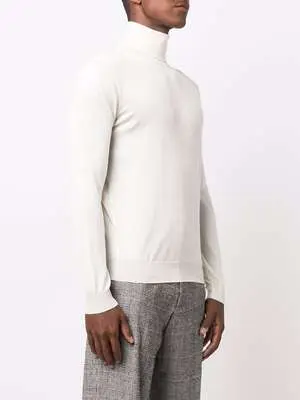 DELL'OGLIO Roll-neck Merino Jumper - White