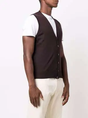 DELL'OGLIO V-neck Merino Wool Vest - Purple