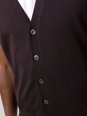 DELL'OGLIO V-neck Merino Wool Vest - Purple