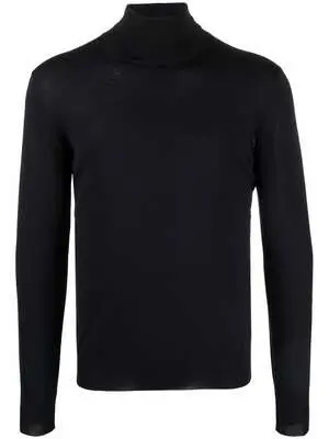 DELL'OGLIO Roll-neck Merino Jumper - Blue