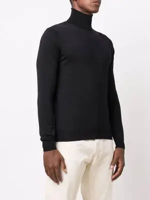 DELL'OGLIO Roll-neck Merino Jumper - Blue