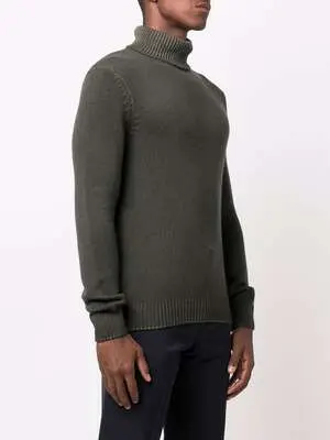 DELL'OGLIO Rib-trimmed Jumper - Green