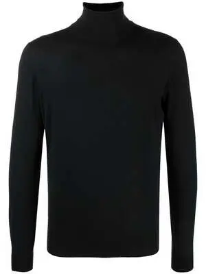 DELL'OGLIO Merino Roll-neck Jumper - Black