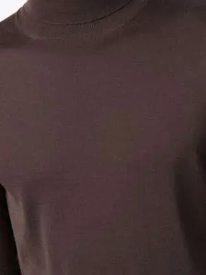 DELL'OGLIO Roll-neck Merino Jumper - Brown
