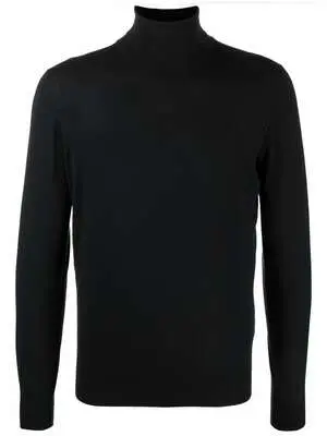 DELL'OGLIO Roll-neck Merino Jumper - Black