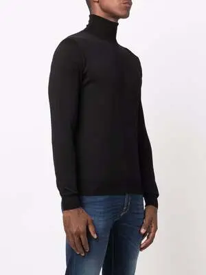 DELL'OGLIO Roll-neck Merino Jumper - Black