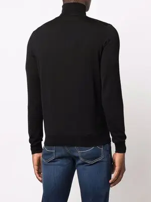 DELL'OGLIO Roll-neck Merino Jumper - Black