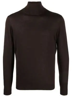 DELL'OGLIO Roll-neck Merino Jumper - Brown