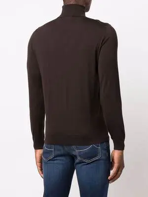 DELL'OGLIO Roll-neck Merino Jumper - Brown