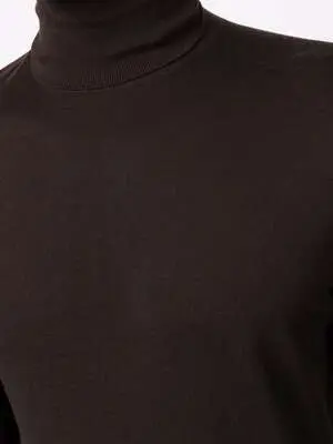 DELL'OGLIO Roll-neck Merino Jumper - Brown