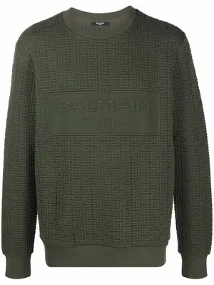 Balmain Monogram-motif Sweatshirt - Green