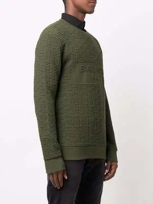 Balmain Monogram Pattern Crewneck Sweatshirt