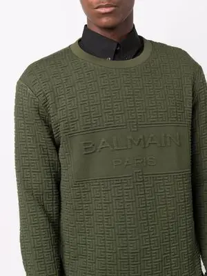 Balmain Monogram Pattern Crewneck Sweatshirt