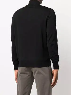 Canali Zipped Funnel-neck Pullover - Black