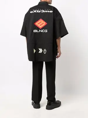 Balenciaga Gamer Gabardine Short-Sleeve Shirt - Black | Editorialist