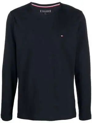 Tommy Hilfiger Logo-embroidered Long-sleeve T-shirt - Blue