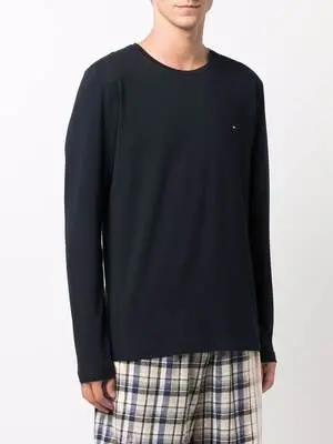 Tommy Hilfiger Logo-embroidered Long-sleeve T-shirt - Blue