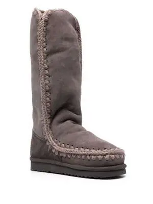 Mou Logo-patch Sheepskin Boots - Grey