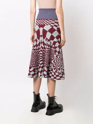 Stella McCartney Geometric Knit Flared Midi Skirt
