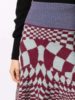 Stella McCartney Geometric Knit Flared Midi Skirt