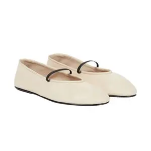 THE ROW Elastic Leather Ballet Flats White