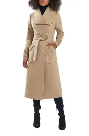 Sentaler Wide Collar Belted Alpaca & Wool Wrap Coat - Camel