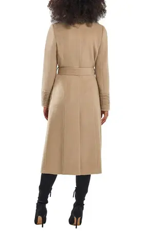 Sentaler Wide Collar Belted Alpaca & Wool Wrap Coat - Camel