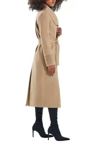 Sentaler Wide Collar Belted Alpaca & Wool Wrap Coat - Camel