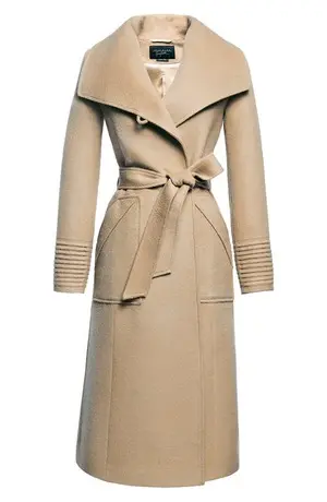 Sentaler Wide Collar Belted Alpaca & Wool Wrap Coat - Camel